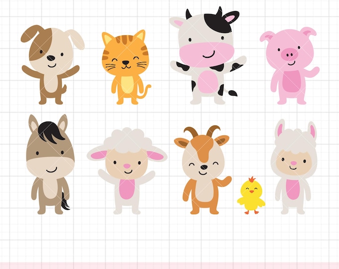 INSTANT Download. Stick Figure Farm Animals Svg Cut Files and Clip Art ...