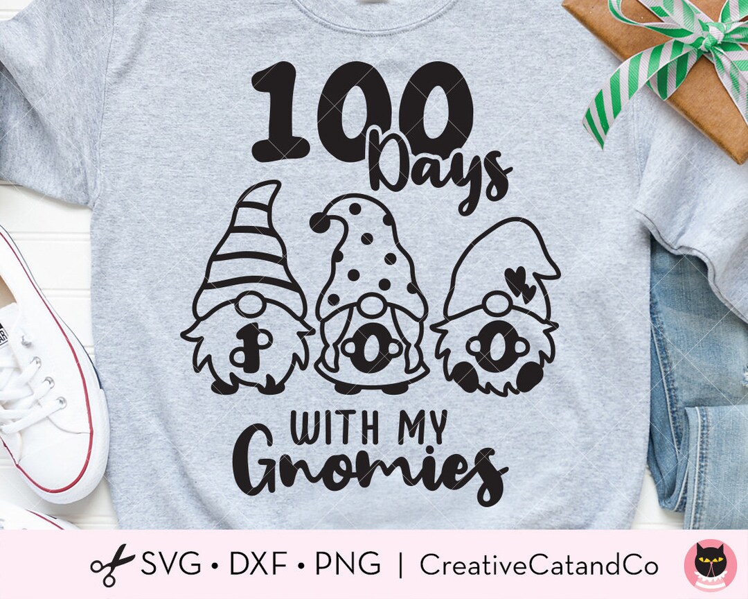 100 Days of School With Gnomies Svg, Png, Gnome 100 Days of School, Kid ...