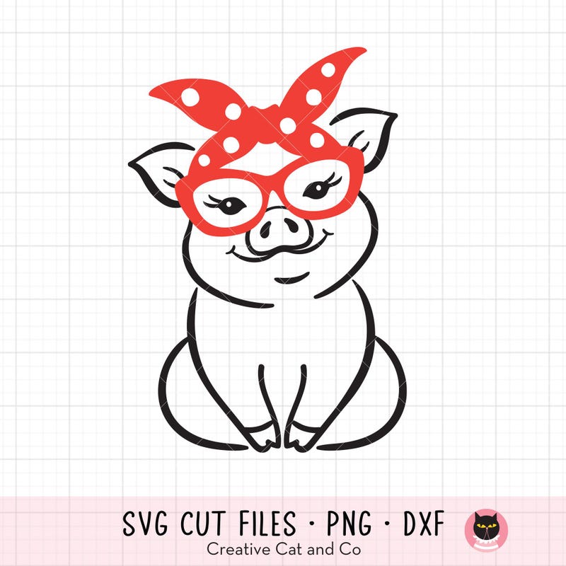 Pig With Glasses Svg - Etsy