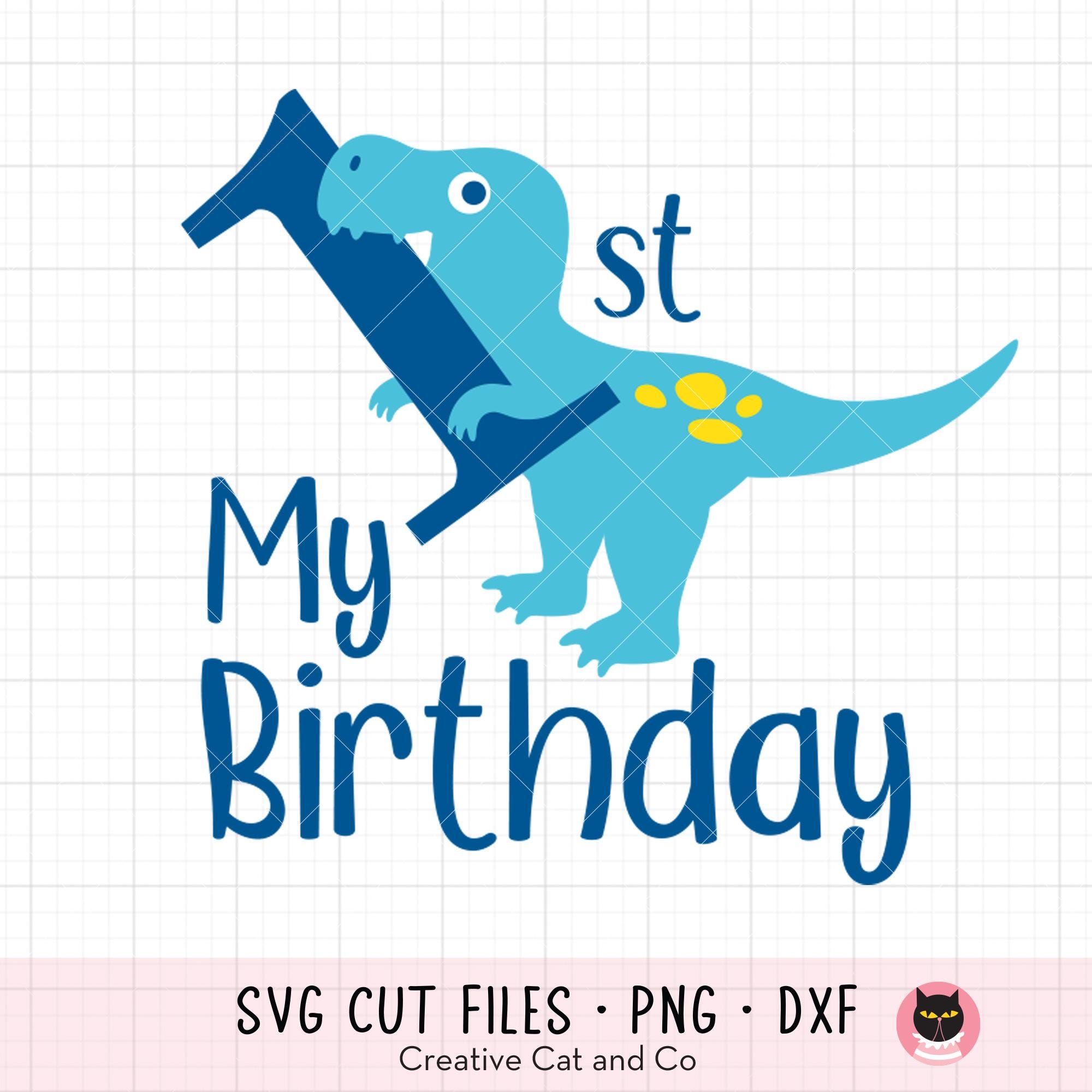 My 1st First Birthday SVG PNG DXF Clipart Dinosaur Cute Friendly ...