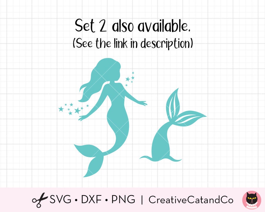 Mermaid SVG Mermaid DXF Mermaid Silhouette Svg Files for - Etsy