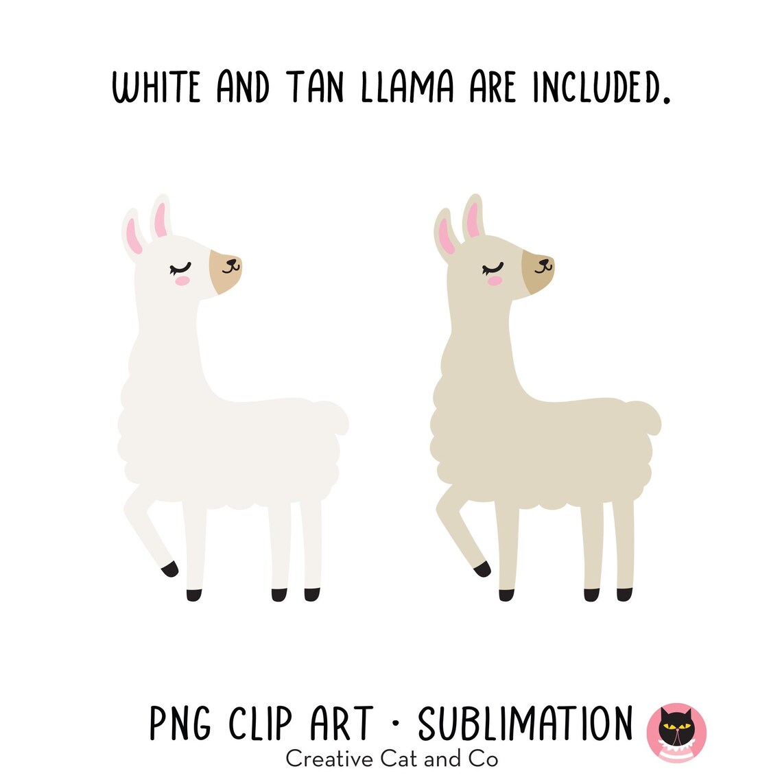 Cute Alpaca Llama PNG Clipart Bundle | White and Grey Llamas With ...