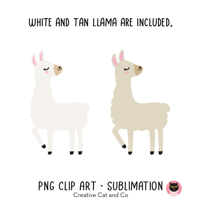 Cute Alpaca Llama PNG Clipart Bundle | White and Grey Llamas With ...