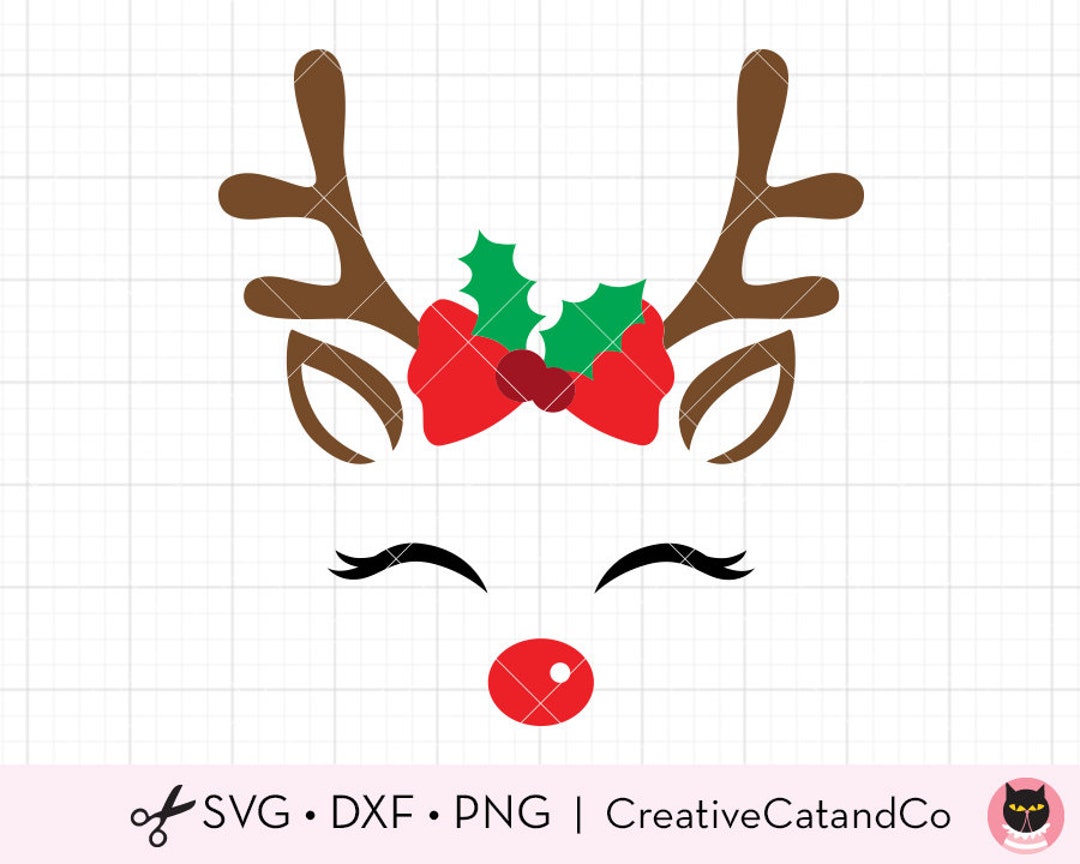 Holiday Reindeer SVG DXF Baby Girl Christmas Reindeer Face Svg Dxf ...