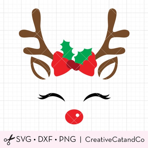 Holiday Reindeer SVG DXF Baby Girl Christmas Reindeer Face Svg - Etsy