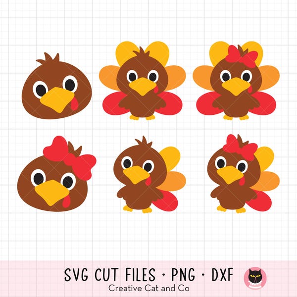 Cute Turkey Svg - Etsy