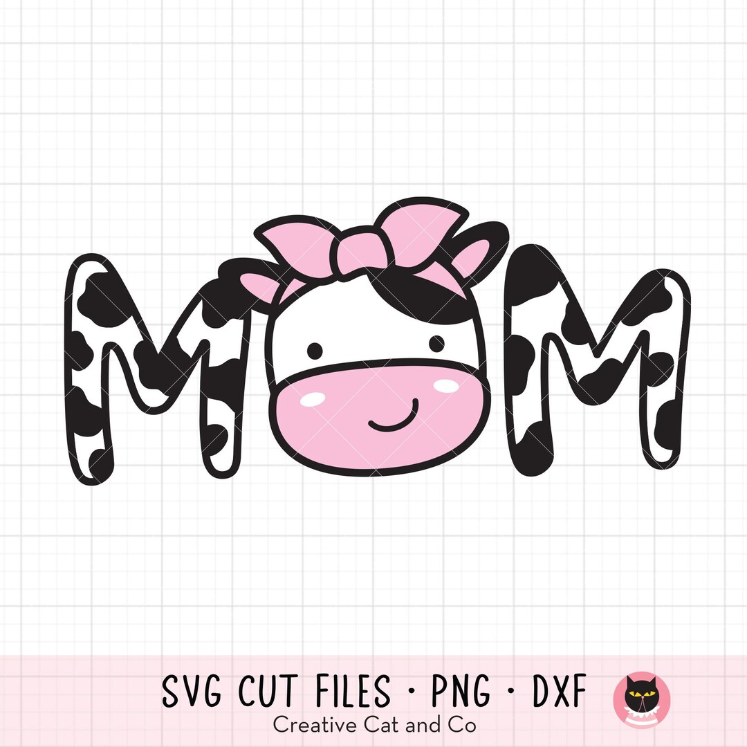 Cow Mom SVG PNG DXF Clipart | Cute Girl Cow Cartoon With Cow Pattern ...