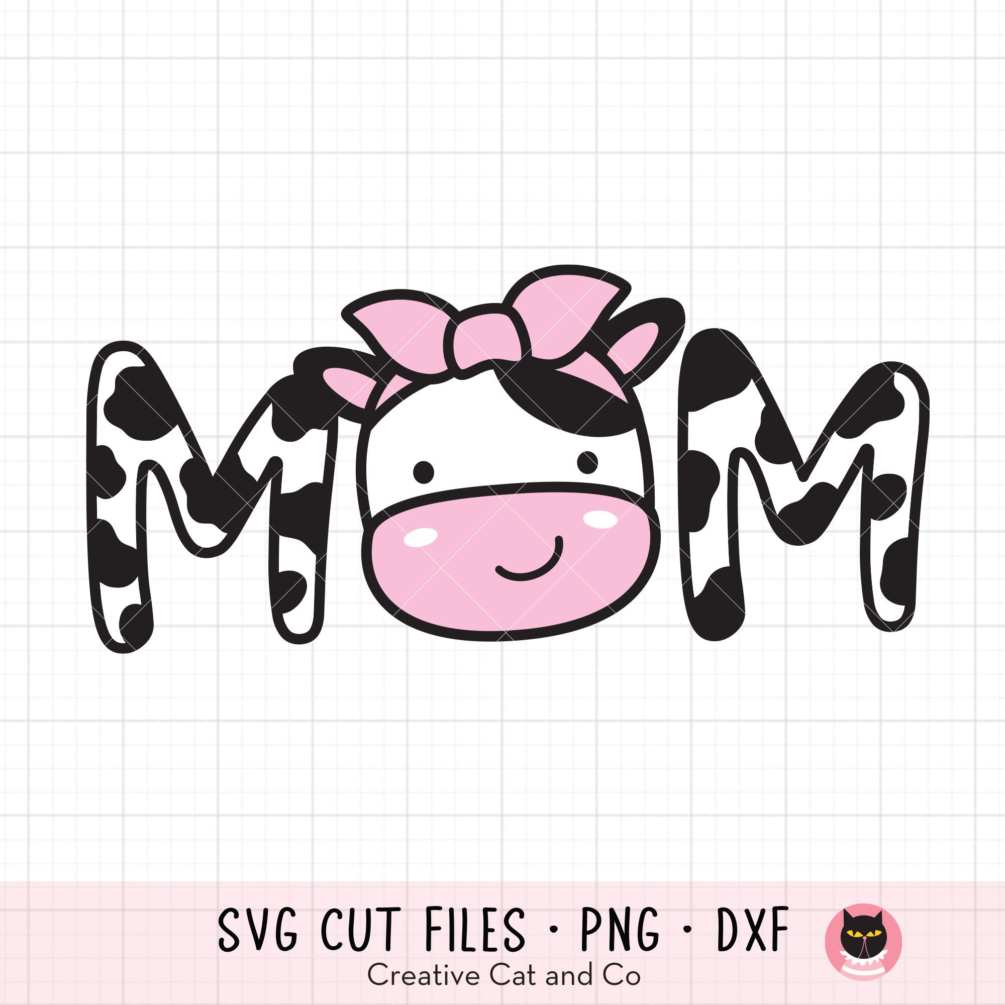 Cow Mom SVG PNG DXF Clipart | Cute Girl Cow Cartoon With Cow Pattern ...
