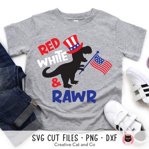 4th of July T-rex SVG PNG, Red White and Rawr Dinosaur Clipart ...