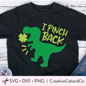 St Patricks Day Dinosaur Svg, Funny, I Pinch Back, Kid Shirt Design, T Rex Dinosaur With Clover ...
