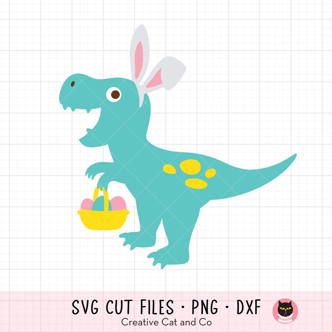 Easter Bunny Dinosaur SVG PNG Easter Egg Hunt Dinosaur With Bunny Ears ...