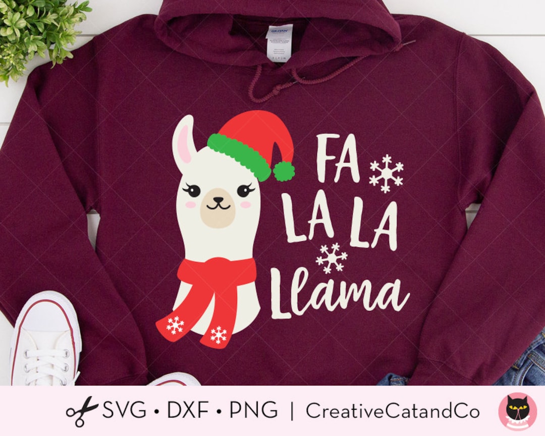 Fa La La Llama SVG DXF Christmas Llama Wearing Santa Hat Winter Holiday ...