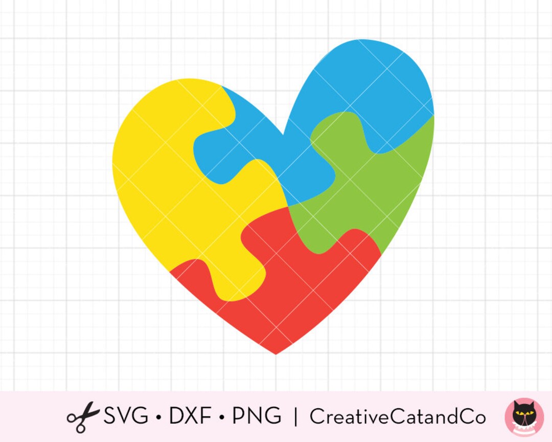 Autism Puzzle Heart SVG DXF, Autism Awareness Jigsaw Heart, Autism ...
