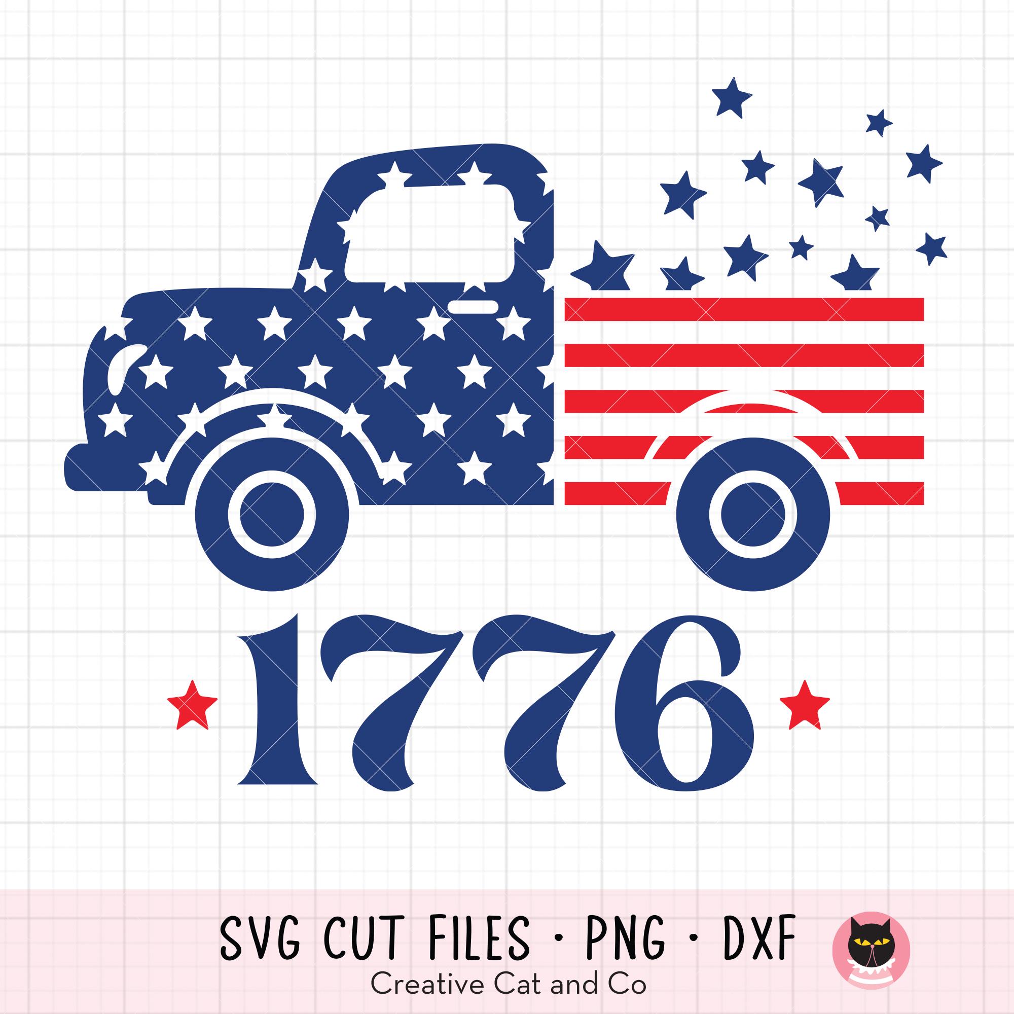 4th of July Truck SVG PNG, Vintage Pickup With American Flag, 1776 ...