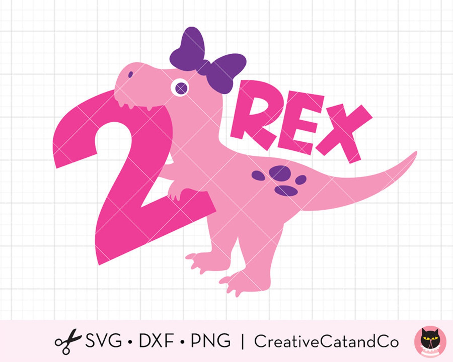 2 Rex SVG Girl Two Rex Dinosaur Birthday Svg Clipart 2nd - Etsy