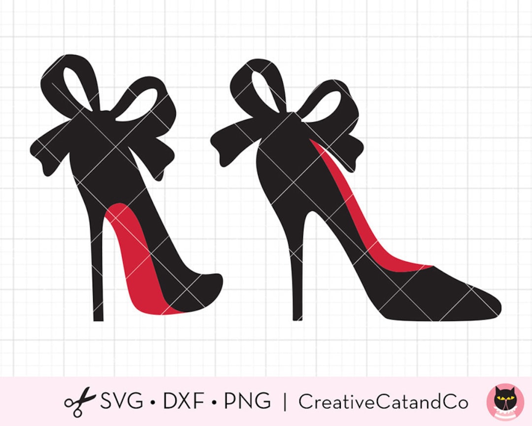 High Heels Stiletto SVG Women Black and Red High Heel Shoe With Bow Svg ...