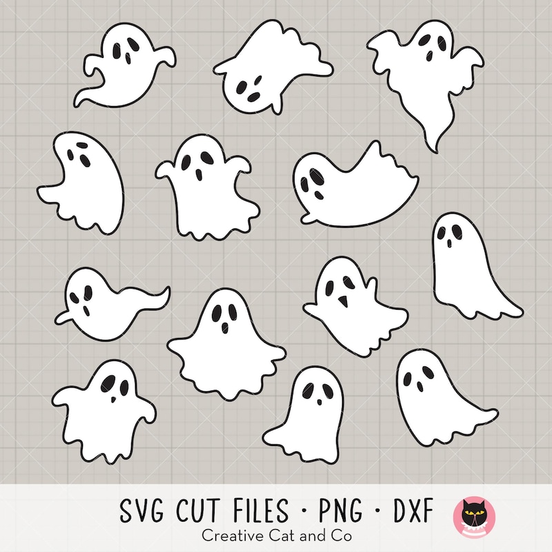 Black and White Cute Ghost Clip Art - Etsy