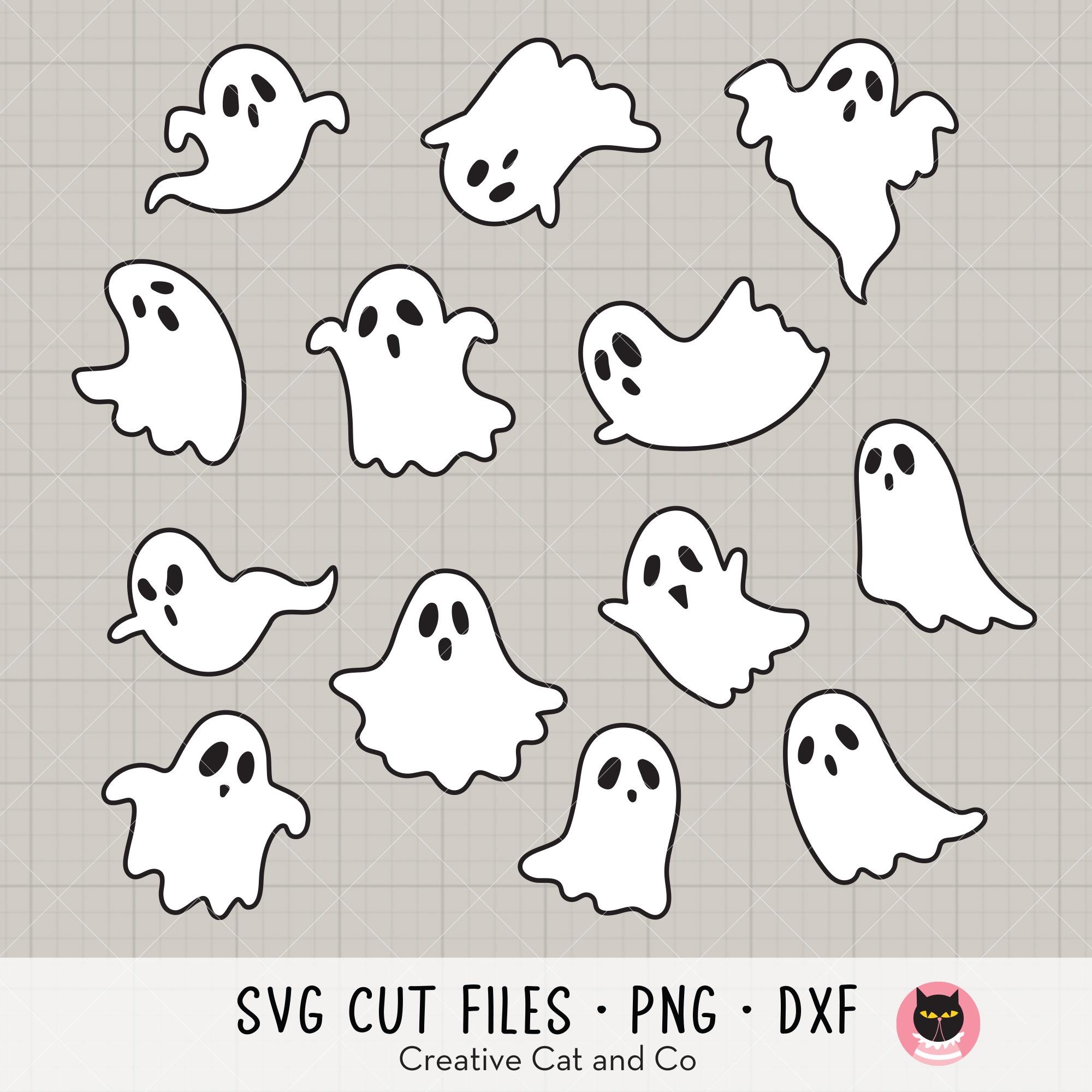 Flying Ghosts SVG PNG DXF Clip Art Bundle | Minimalist Sheet Ghost ...