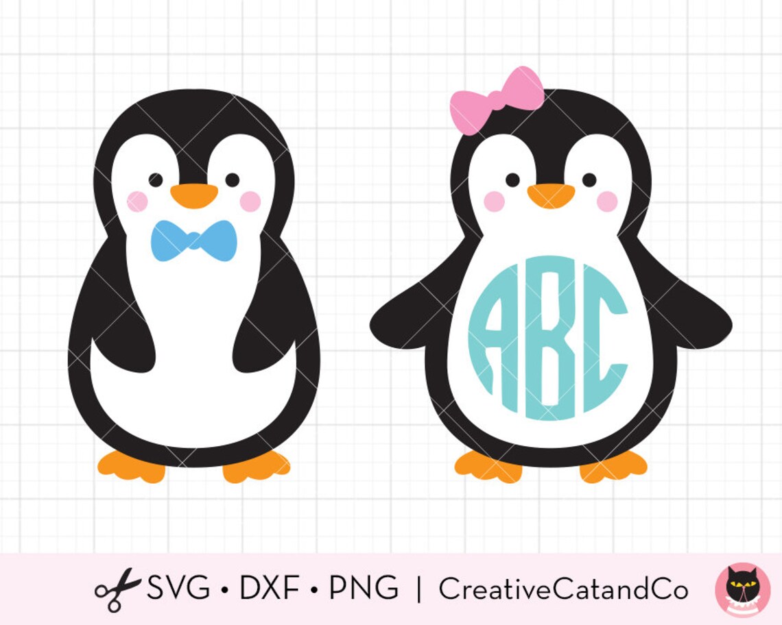 Penguin SVG DXF File Penguin Monogram Svg Dxf File for Cricut - Etsy