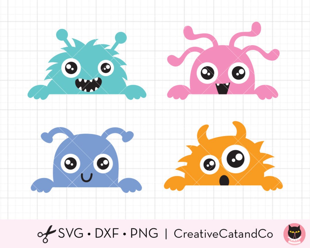 Monster SVG DXF Peekaboo Monster Cute Little Monster Funny Silly ...