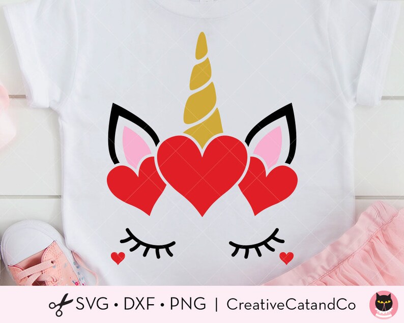 Unicorn Face With Hearts SVG DXF Cute Valentine Love Unicorn - Etsy
