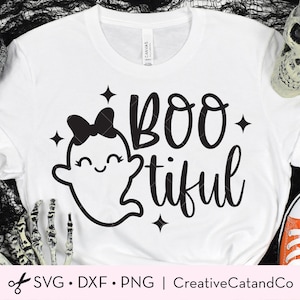 Bootiful Svg Girl Halloween Cute Ghost With Bow Funny Kid - Etsy