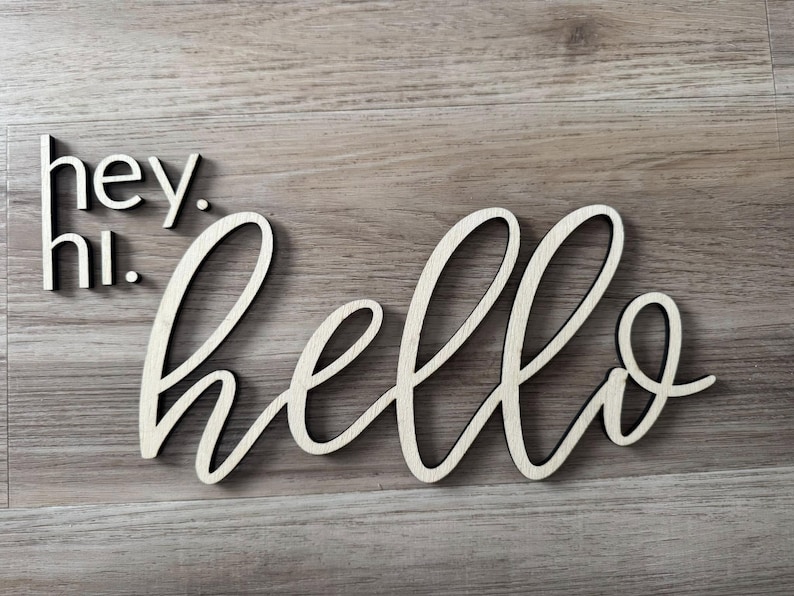 6"-12" Hey Hi Hello Wood Cutout - Unfinished - Etsy