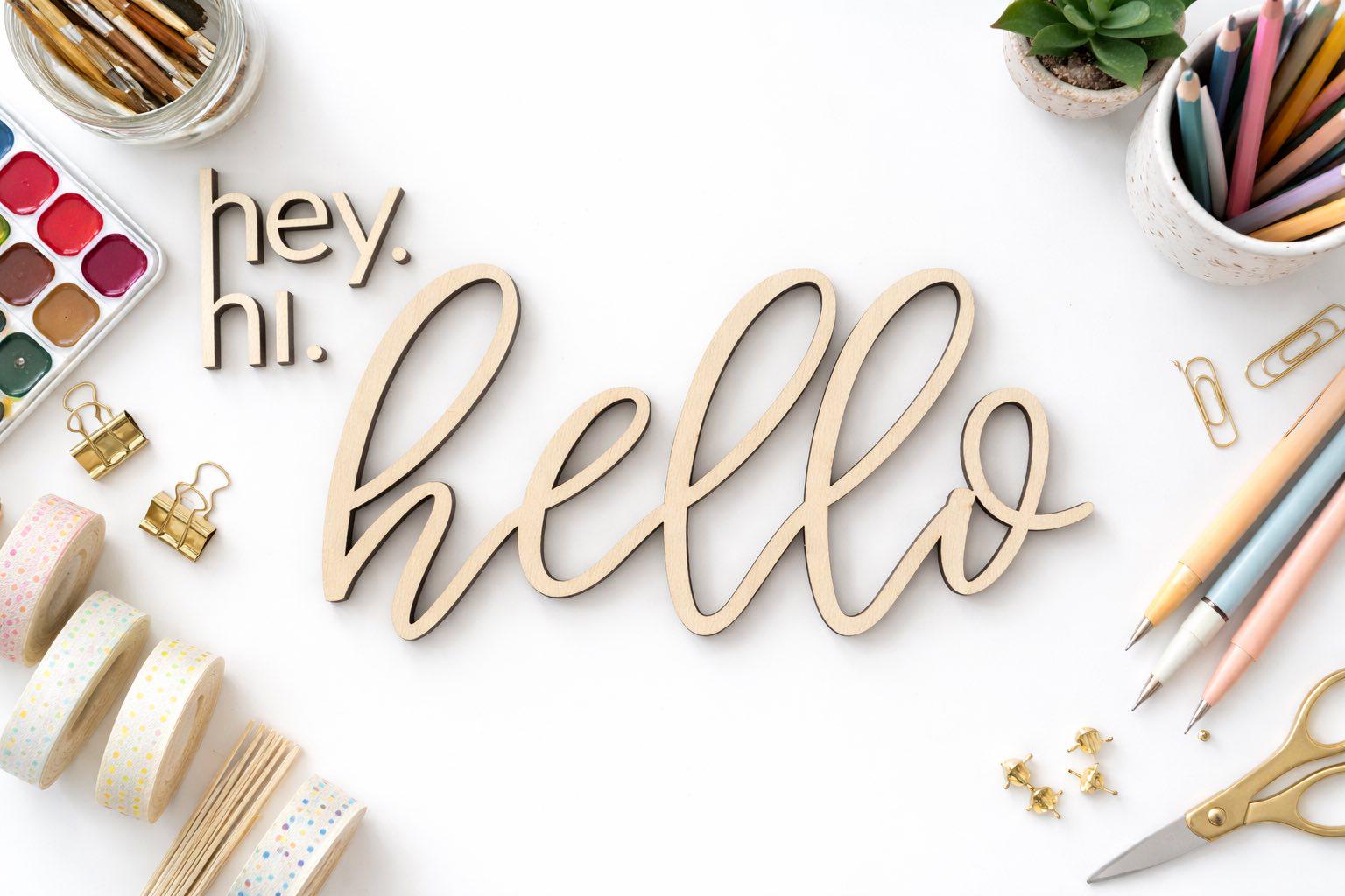 6"-12" Hey Hi Hello Wood Cutout - Unfinished - Etsy