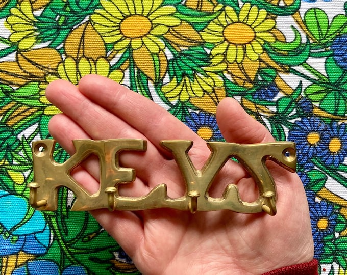 Vintage 70s Brass keys Wall Hook Plaque / Brass Keyholder Plaque ...