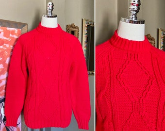 Bright Red Sweater - Etsy