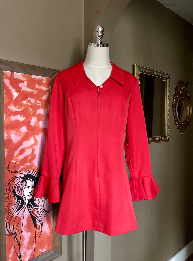 MOD Vintage 60s Orange Micro Mini Dress With Flutter Cuffs / - Etsy