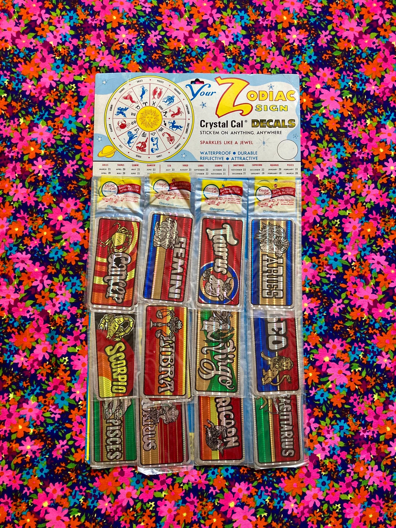 ONE Large Vintage Zodiac Crystal Cal Decal / Vintage Zodiac Holographic ...