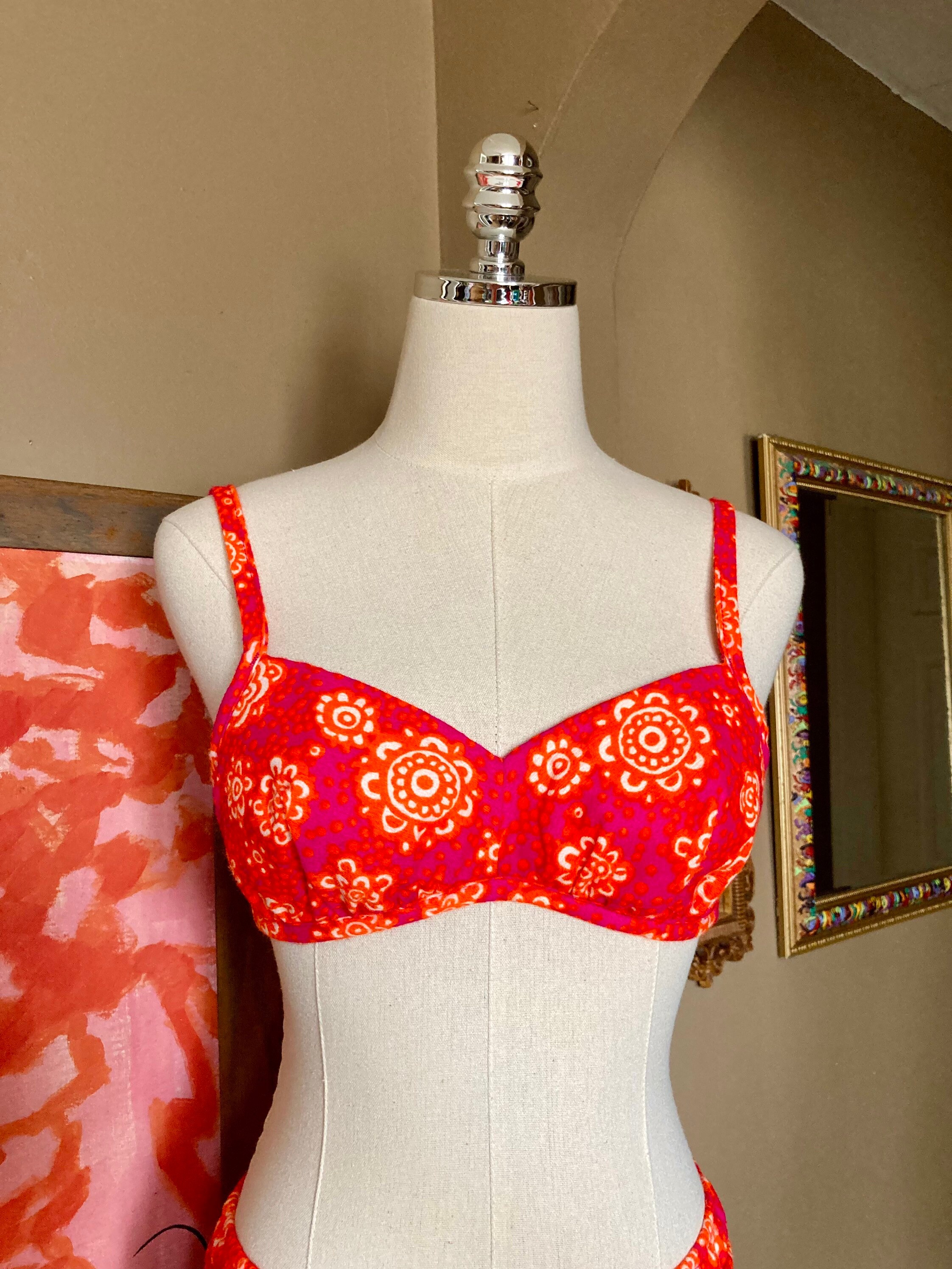 Vintage 60s/70s Dayglo Psychedelic Flower Power Bikini Bathing Suit ...