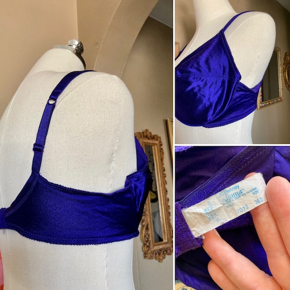 Vintage 90s Sexy Deep Blue Satin Second Skin Bra / Vi… - Gem