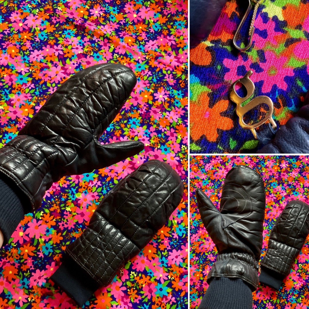 Vintage 70s Retro Slate Blue Insulated Snowmobile Ski Mittens / 1970s ...