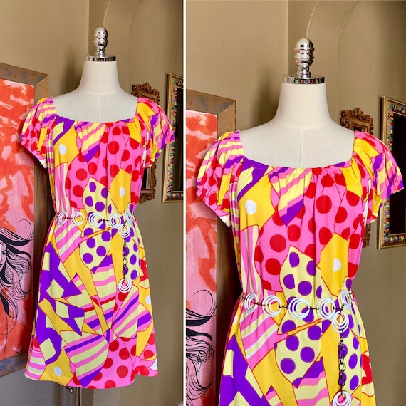 Vintage 70s Psychedelic Mod Mini Cole of California J… - Gem