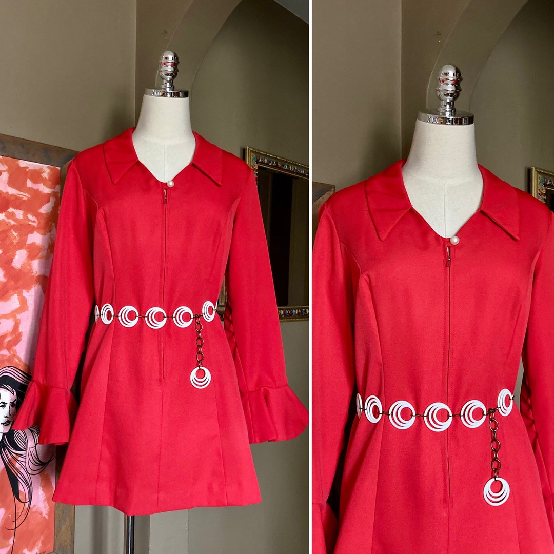 MOD Vintage 60s Orange Micro Mini Dress With Flutter Cuffs / Vintage ...