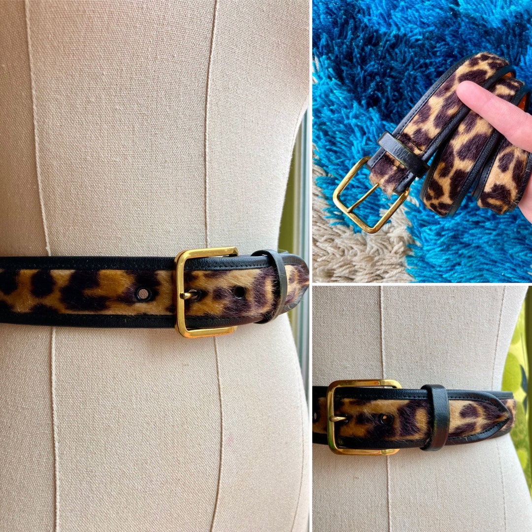 Vintage 60s/70s Leopard Print Faux Fur Belt / Vintage Leopard Belt ...