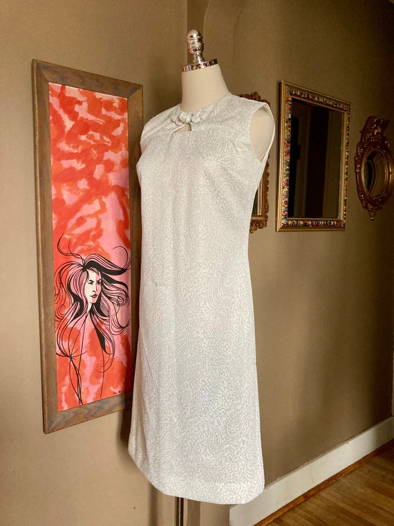 Vintage 60s Mod Sparkly Silver Cutout Dress / Vintage… - Gem
