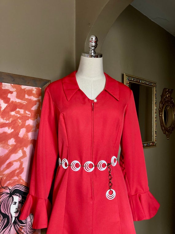 MOD Vintage 60s Orange Micro Mini Dress with Flutter … - Gem