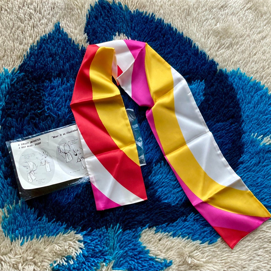 NOS Vintage 60s Mod Rainbow Striped Head Scarf / Vintage Mod Rainbow ...