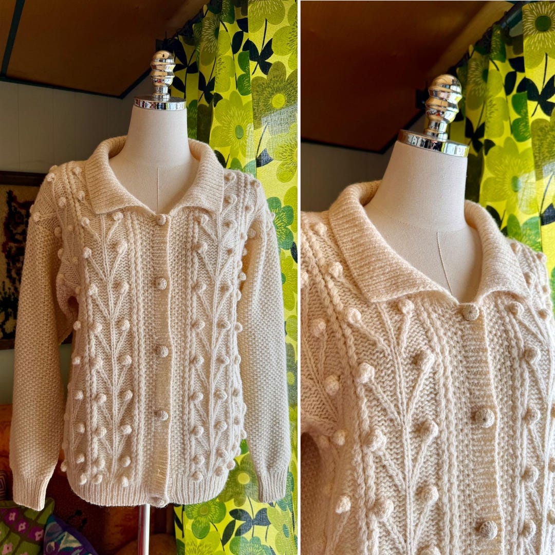 Vintage 90s Cream Wool Knit Carroll Reed Cardigan as is / Vintage 90s ...