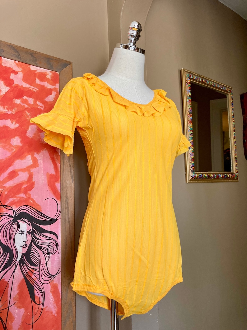 DEADSTOCK Vintage 70s Sheer Striped Bodysuit / 70s Bodysuit Shirt / 70s ...