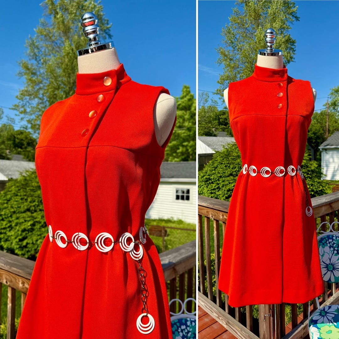 Vintage 60s Mod Orange Mini Dress / Vintage 60s Orange Mini Dress ...