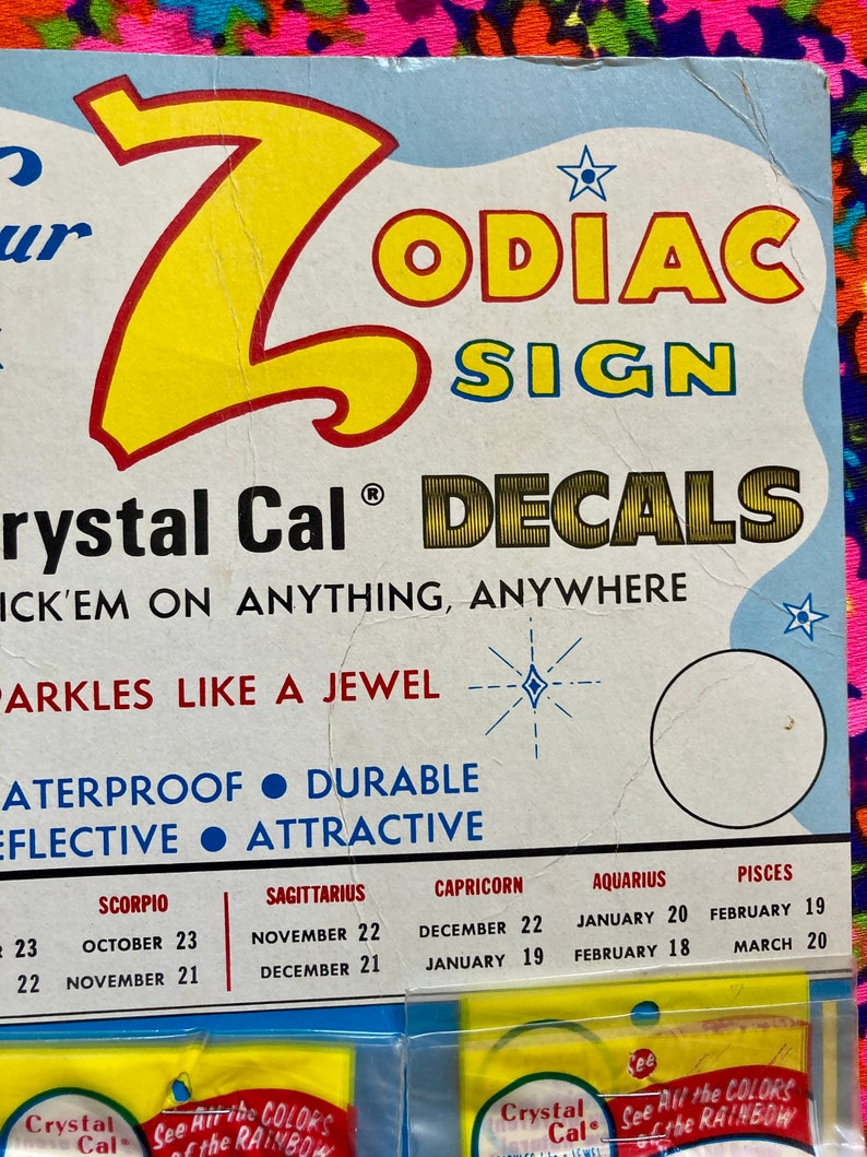 ONE Large Vintage Zodiac Crystal Cal Decal / Vintage Zodiac Holographic ...
