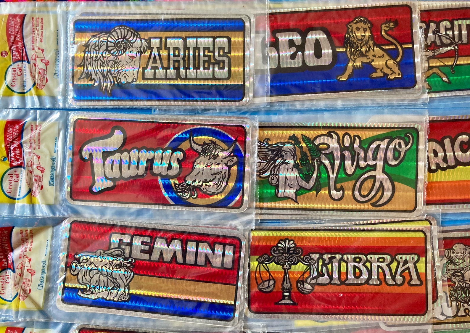 ONE Large Vintage Zodiac Crystal Cal Decal / Vintage Zodiac Holographic ...