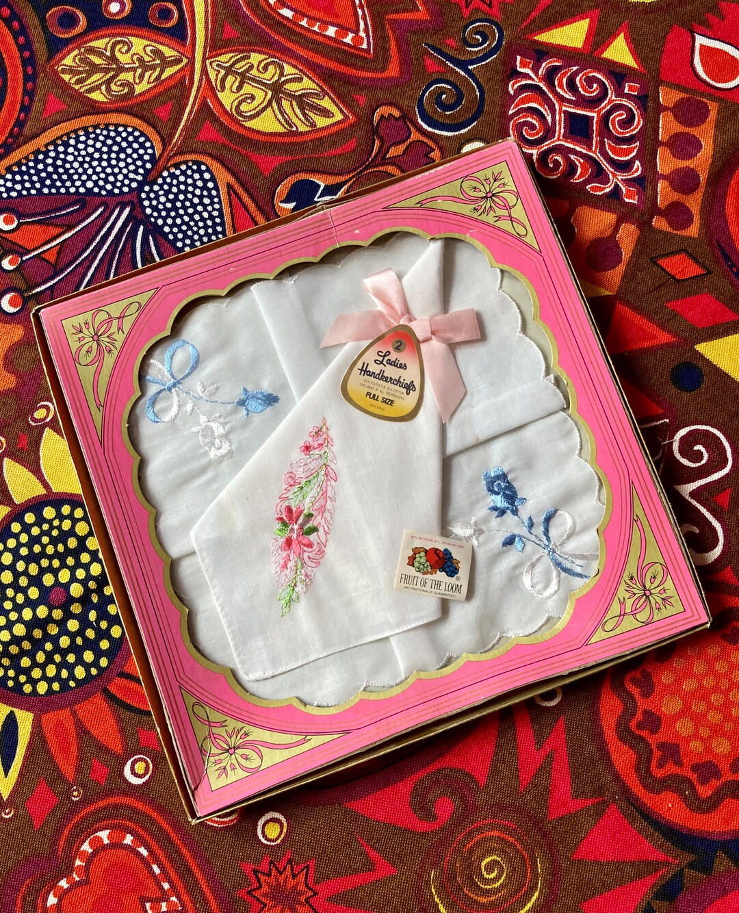 Vintage NOS Pack of 2 Pretty Embroidered Floral Fruit of the Loom ...