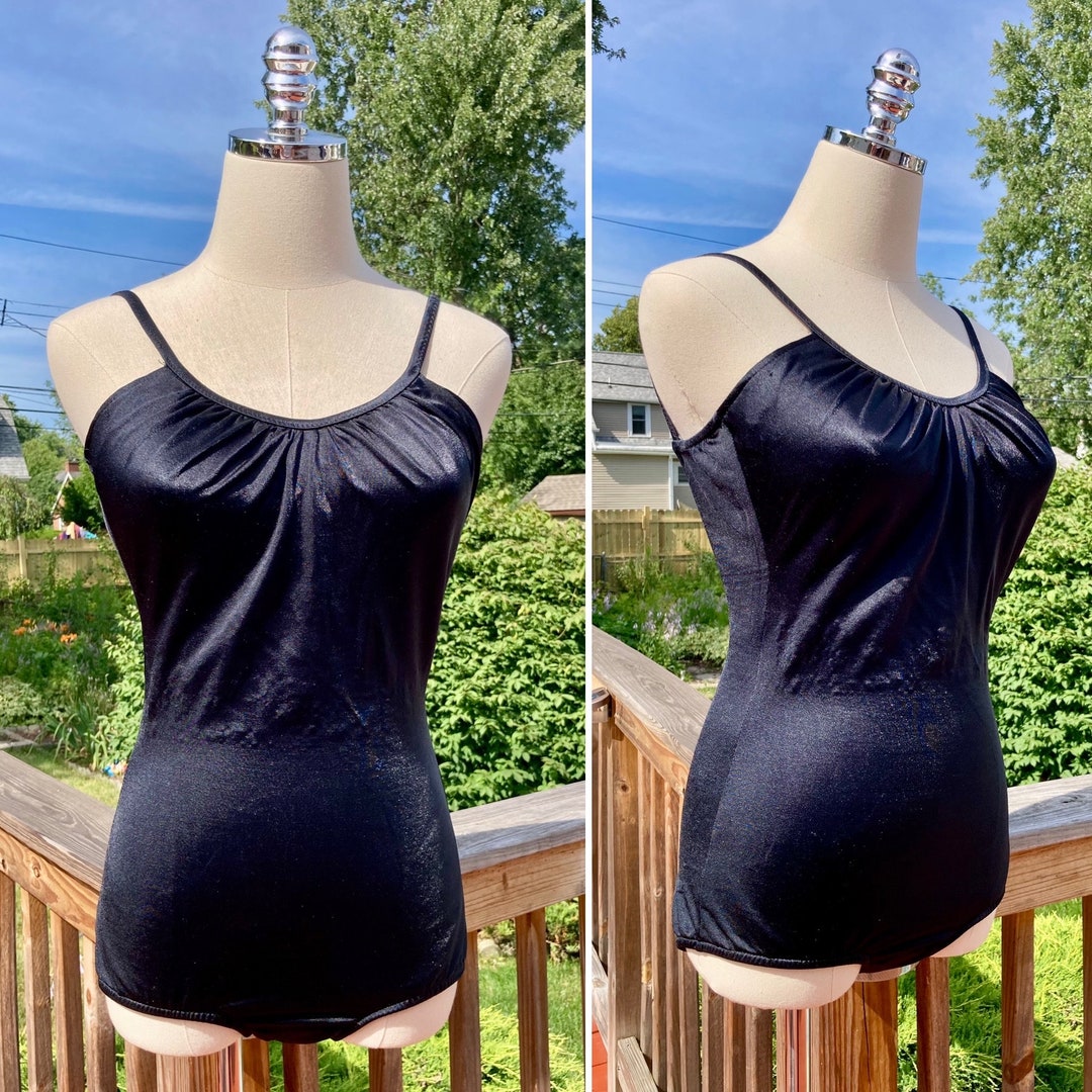 Vintage 70s/80s Sexy Black Bathing Suit / 70s Maxine of Hollywood Black ...