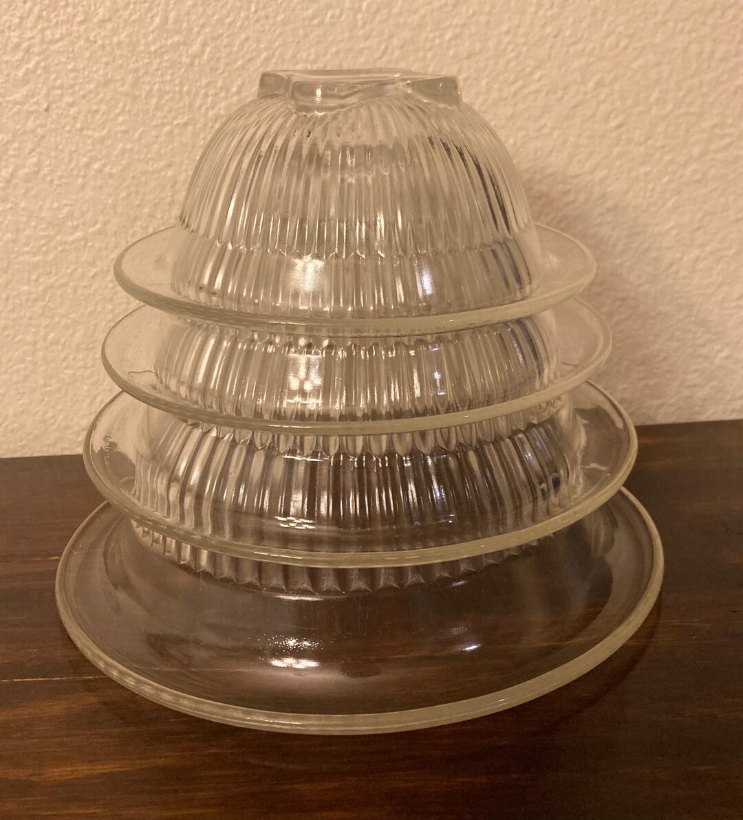 Vintage Depression Glass Ribbed Mixing Bowls - Set of 4 - Etsy