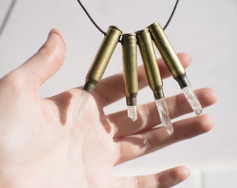 45 mm Bullet Casing Pendant w/ Quartz Points